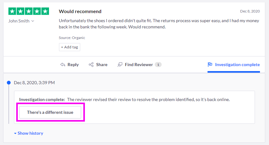 How to flag service reviews from your business account