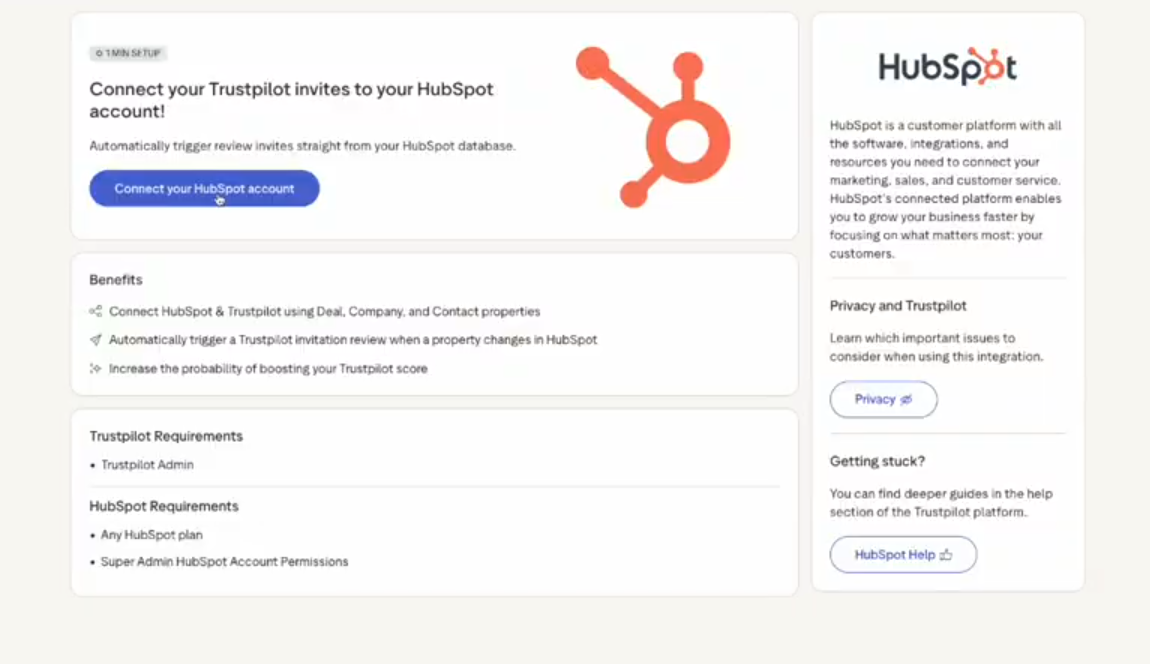 Trustpilot’s HubSpot integration